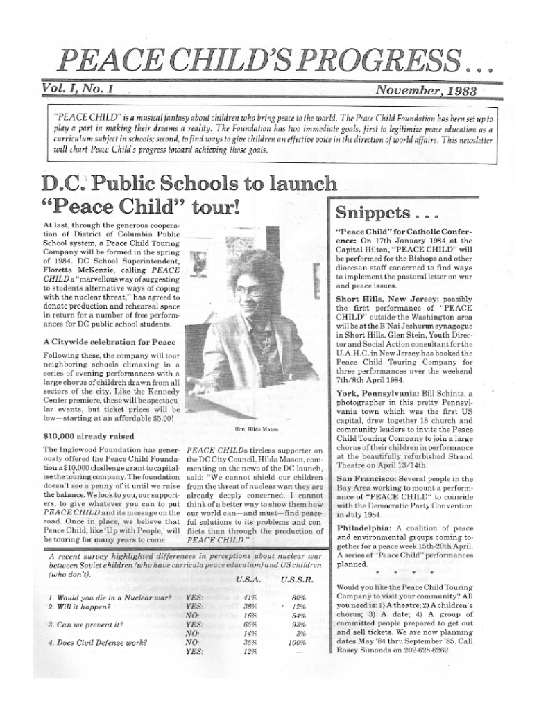 1983 to 2000: History As It Happened – The Newsletters | Peace Child ...