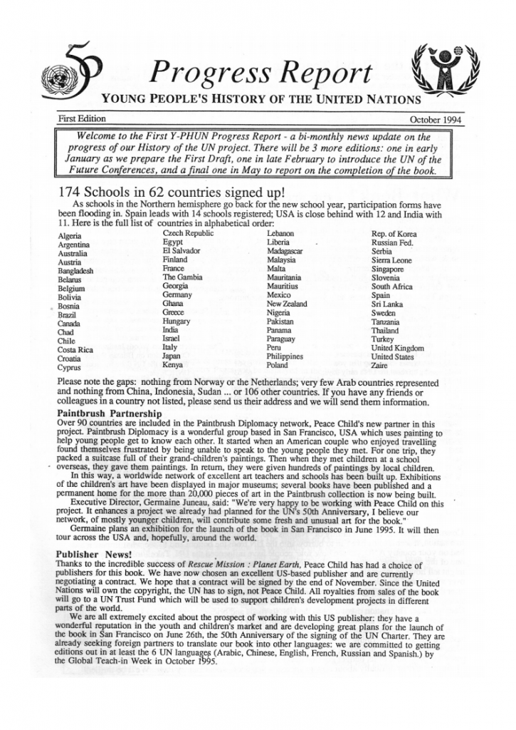 1983 to 2000: History As It Happened – The Newsletters | Peace Child ...