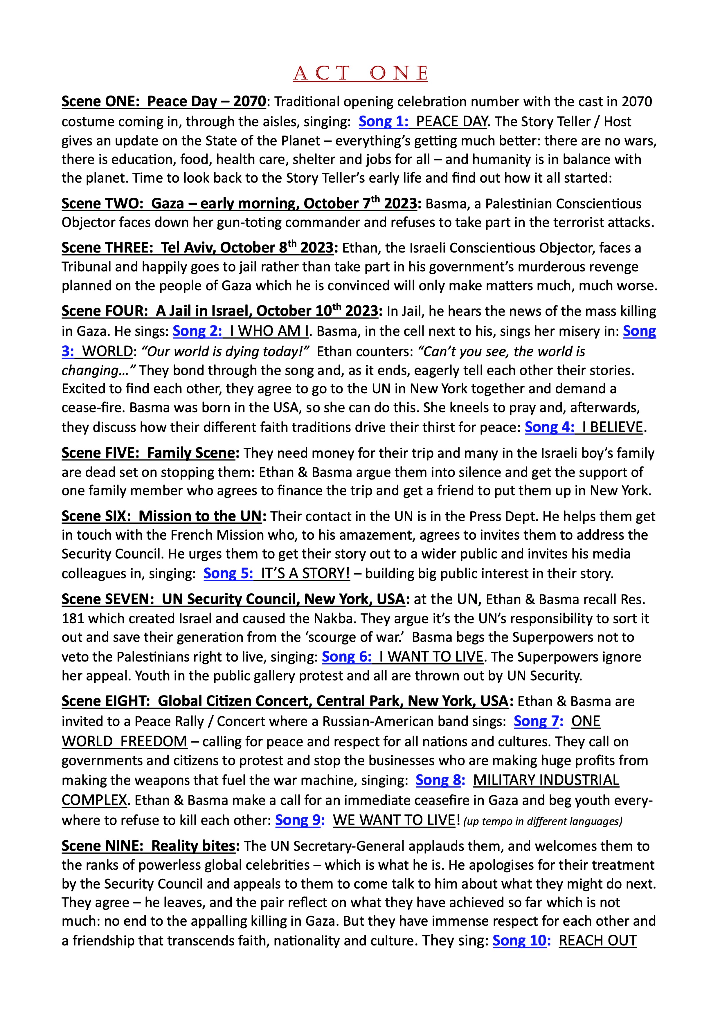 Peace Child CO (Mid-East Outline Story) | Peace Child the Musical